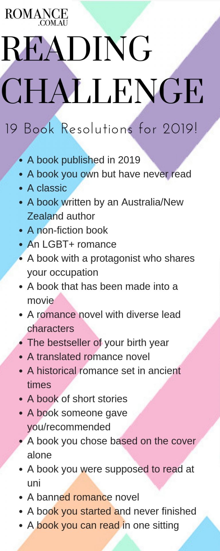 2019 Book Resolutions Challenge - Romance.com.au